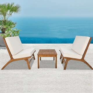 Outdoor Solid Wood 4-Piece V-shaped Sofa Set with Table - Bed Bath ...