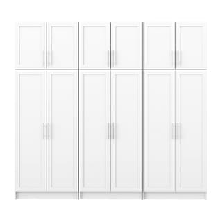 Prepac Elite 6 Piece Storage Cabinet Set with Panel Doors 16.75" D x 96 ...