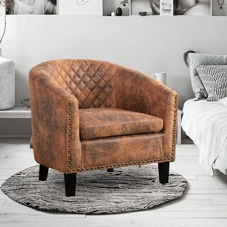 Modern Barrel Accent Chair with Arm Club Chair Microfiber Fabric Bucket ...