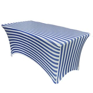 Stretch Spandex Rectangular Tablecloth 6 Foot Royal Blue/White Striped ...