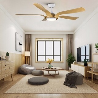 Smart Integrated LED Antique Yellow+Gray Ceiling Fan with Remote ...