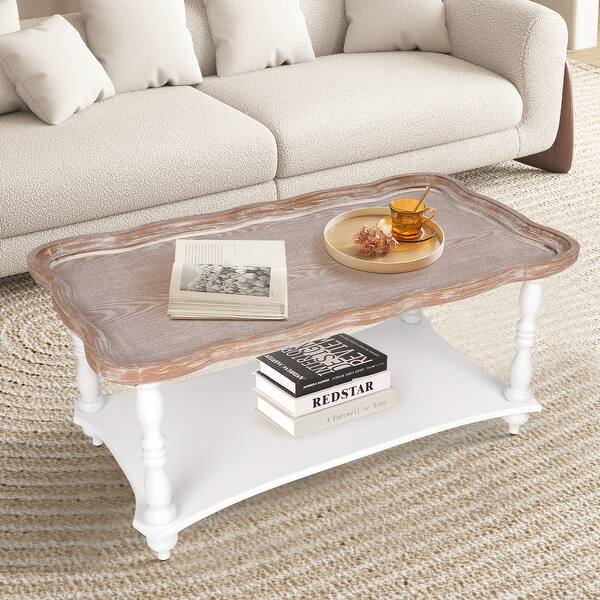 Rustic Farmhouse Cottagecore Coffee Table, Rectangle Accent End Table ...