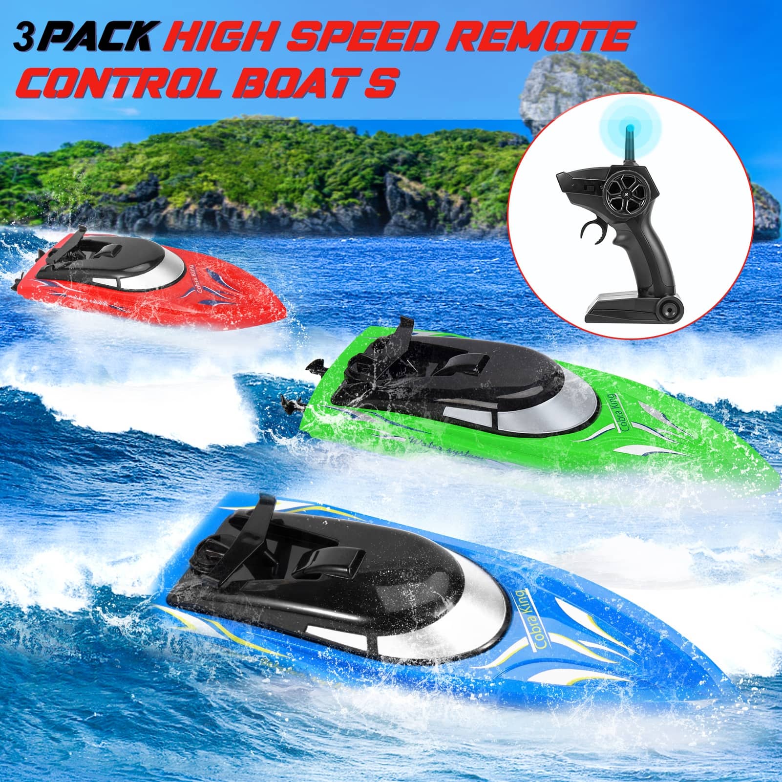 3PACK RC Boat, Remote Control Boats for Kids and Adults,10km/H 2.4G ...