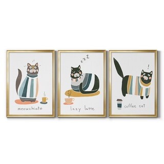 Coffee Cats I Premium Framed Canvas - Ready to Hang - Multi-Color - Bed ...