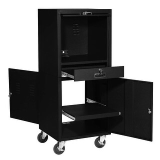 Mobile Security Computer Cabinet, Black, 24-1/2"W x 22-1/2"D x 60-3/8"H ...