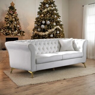 3 Seater Sofa Velvet Upholstered Chesterfield Bench Couches, with ...