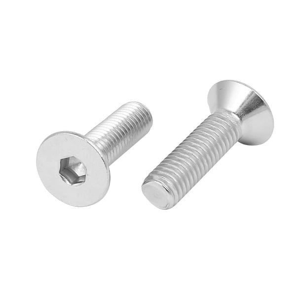M8x30mm 316 Stainless Steel Fully Thread Flat Head Hex Socket Cap Screw ...