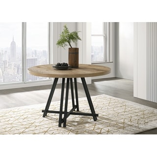 Tate Oak Finish 47" Round Dining Table with Metal Base - Bed Bath ...