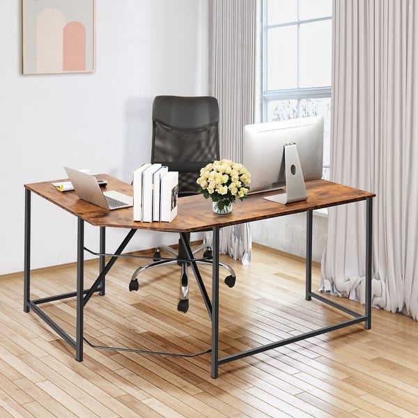L Shaped Corner Computer Desk 58 Inch Computer Workstation - Bed Bath ...