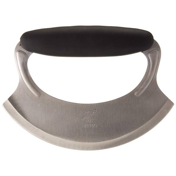 Amco Stainless Steel Handheld Mezzaluna Silicone Handle - 6.25" x 4.75 ...