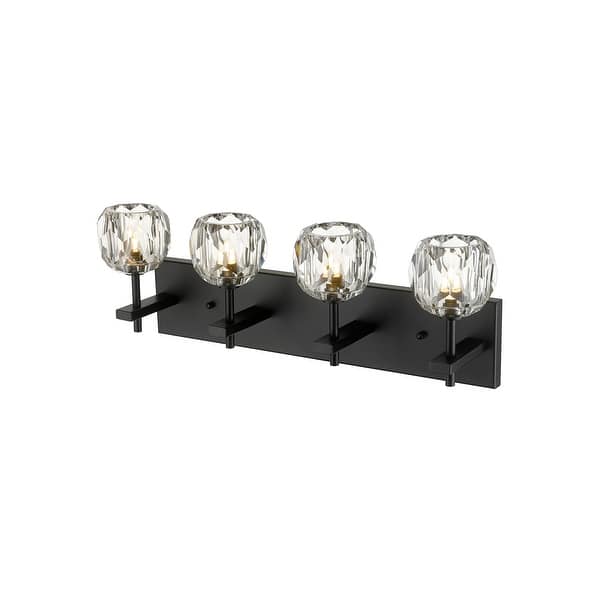 A black frame wall sconce with clear crystal shades - Bed Bath & Beyond ...