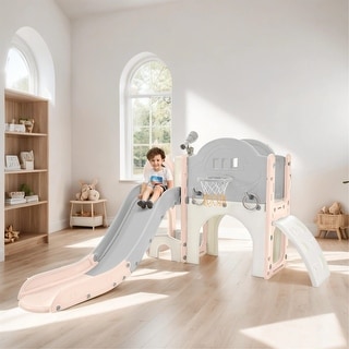 Kids Slide Playset Structure 7 in 1, Freestanding Spaceship Set - Bed ...
