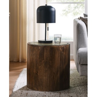 Lansing Walnut Solid Wooden Round Side Table - Bed Bath & Beyond - 42688696