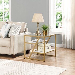 Golden Side Table with Storage Shelf - Bed Bath & Beyond - 36762665