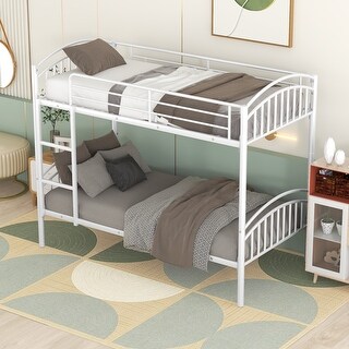 Twin Over Twin Metal Bunk Bed, Divided into Two Beds - Bed Bath ...
