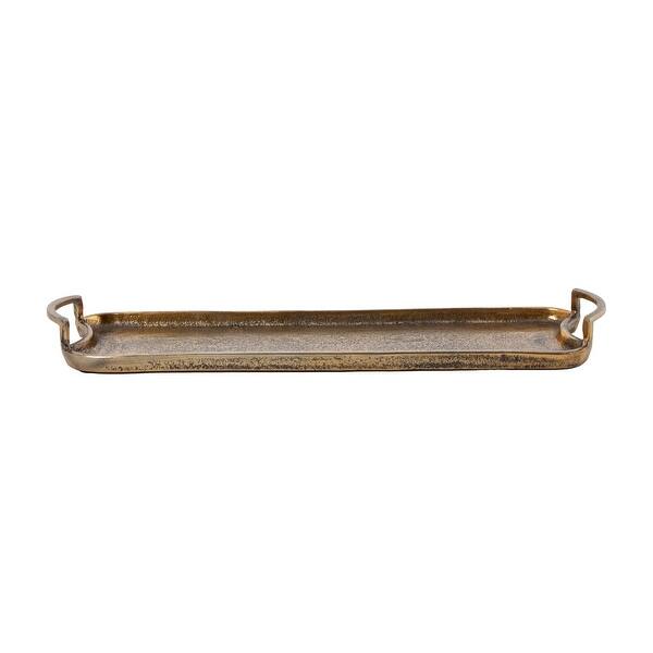 Alani Decorative Metal Tray with Handles in Antique Gold - 21" x 5" x 2 ...