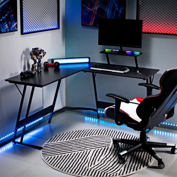 Furniwell L-Shaped Gaming Desk 51-Inch with Removable Monitor Riser ...