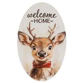 Welcome Home Rudy Oval Wooden Sign Christmas Wall Decor - 11.75" x 0.50 ...