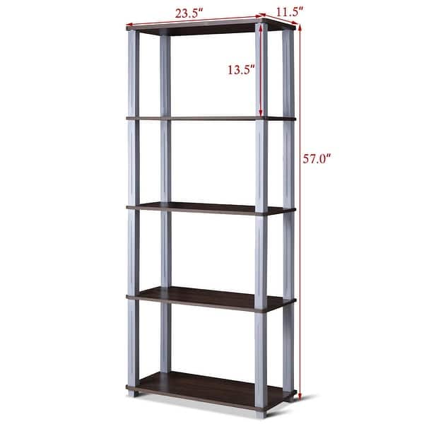 Costway 5-Tier Multi-Functional Storage Shelves Rack Display Bookcase ...
