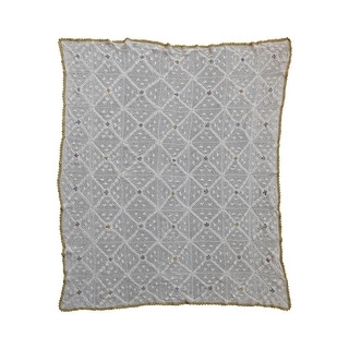 Hand-Woven Reclaimed Cotton Crocheted Throw with Diamond Pattern ...