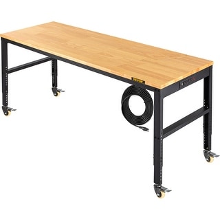 VEVOR Workbench Garage Work Table Adjustable Height Power Outlets ...