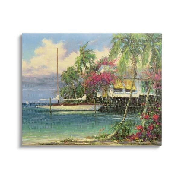 Stupell Vacation Waterfront Tropical Pier Canvas Wall Art by Martin ...
