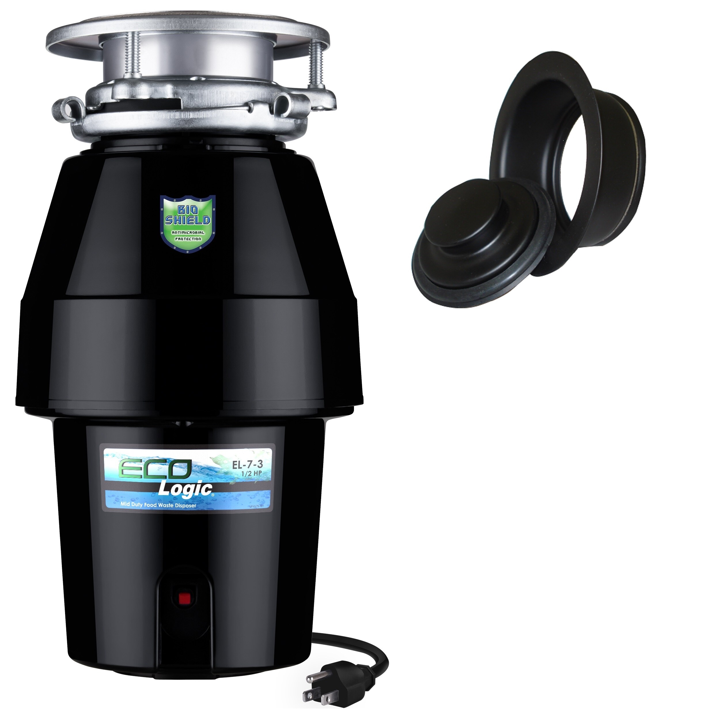 1/2 HP Mid-Duty Garbage Disposal with Attached Power Cord and Black ...