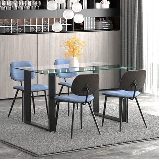 5pc Contemporary Dining Set - Black Table and Blue Chair - Bed Bath ...