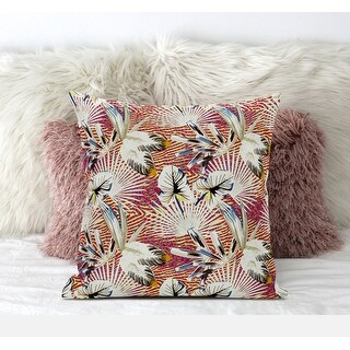 HomeRoots 18" White Red Tropical Suede Throw Pillow - Bed Bath & Beyond ...