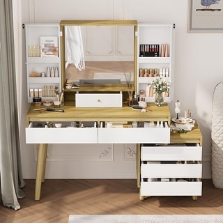 Large Makeup Vanity with 6 Storage Drawers and Shelves - Bed Bath ...