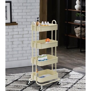 4 Tier Storage Cart Mobile Shelving Unit Organizer - 17.7" L x 13.7" W ...