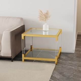 Two Layer Square Center End Tables with Acrylic Leg - Bed Bath & Beyond ...