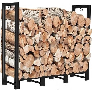 4Ft Outdoor Firewood Rack Holder, Adjustable Fire Log Stacker Stand ...