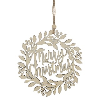 8" Natural "Merry Christmas" Wooden Wreath Ornament - Bed Bath & Beyond ...