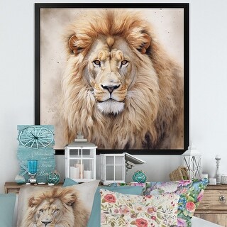 Designart "Fierce Lion II" Animals Lion Framed Canvas Print - Bed Bath ...