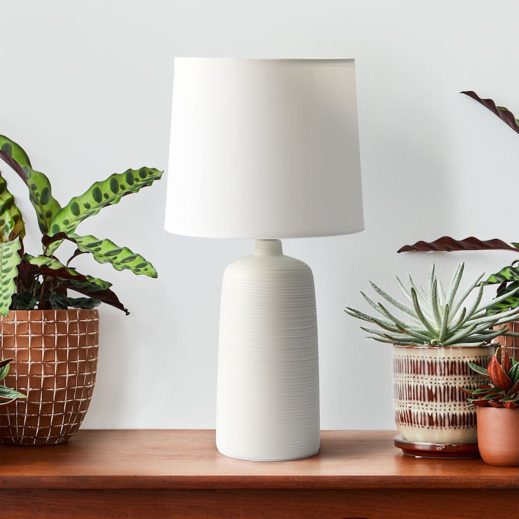 Simple Designs Textured Linear Ceramic Table Lamp - 8"L X 8"W X 15.75"H ...
