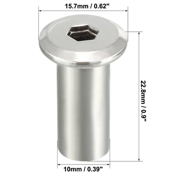 M8x20mm Rivet Hex Socket Head Screw Post Nickel Plated 10pcs - Silver ...