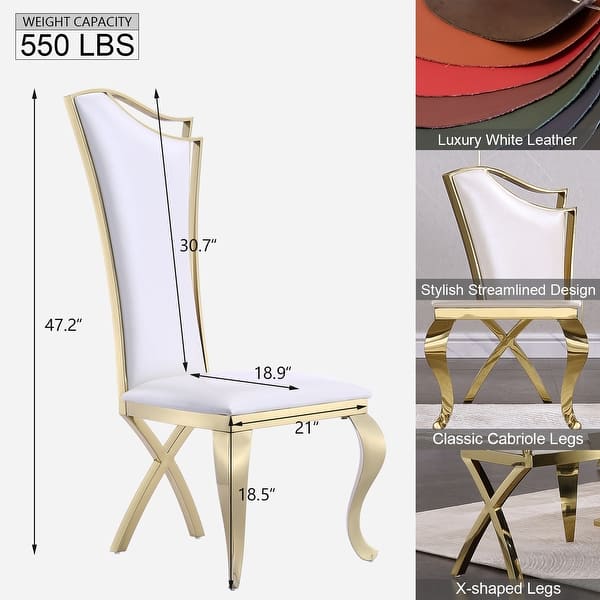 Luxury King Chairs Throne White PU Leather Dining Room Chair with Gold ...