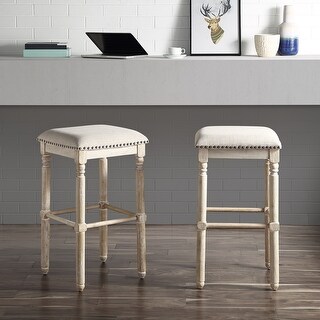 Upholstered Bar Stools with Exquisite & Retro Solid Wood Legs and ...