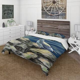 Designart 'Seagull Birds By The Sea' Nautical & Coastal Duvet Cover Set ...