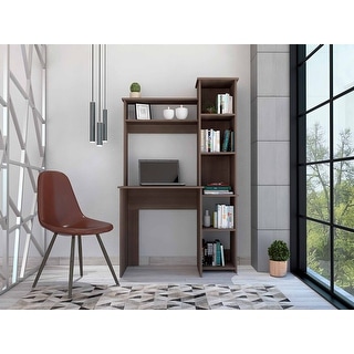 Ample Storage Space Computer Desks, 6-Shelf Writing Desk with Built-in ...