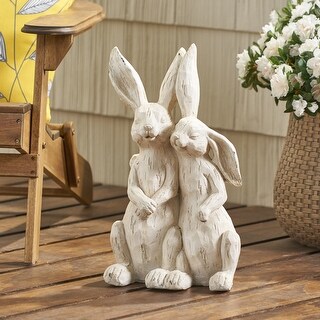 Morella Outdoor Rabbit Couple Garden Statue by Christopher Knight Home ...