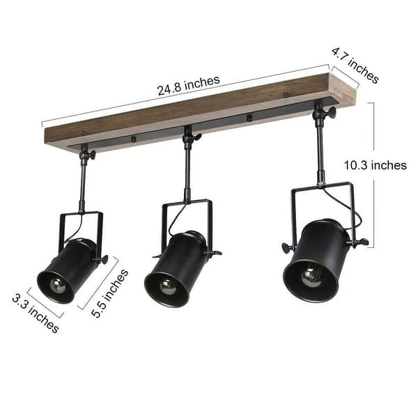 3 light industrial wood metal track ceiling light - Bed Bath & Beyond ...
