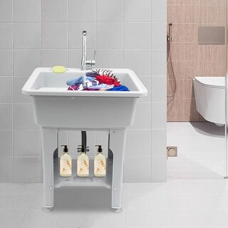 Utility Sink Laundry Tub with Faucet Slop Sink Wash Station - Bed Bath ...