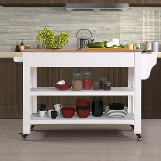Kitchen Rectangular Table,Cart Table with Solid Wood Top,Two-sided ...
