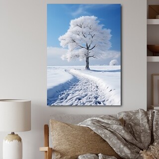 Designart "Snowy Tree Elegance II" Snow Wall Art Living Room - Bed Bath ...