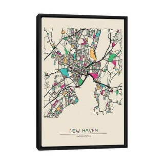iCanvas "New Haven, Connecticut Map" by Ayse Deniz Akerman Framed ...