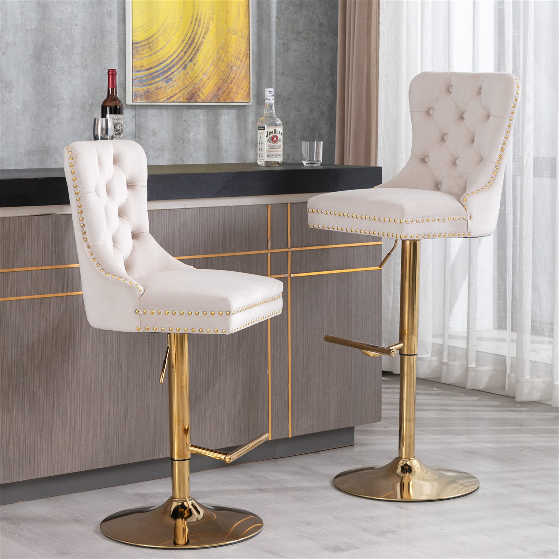 Swivel Velvet Barstools (Set of 2) - Bed Bath & Beyond - 36905347