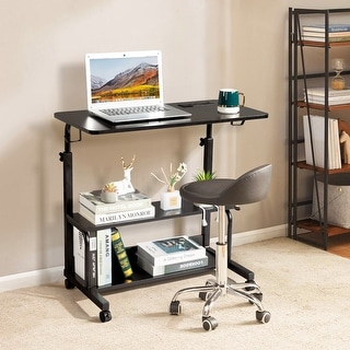 Rolling & Height Adjustable Computer Desk Laptop Table Side Table End ...