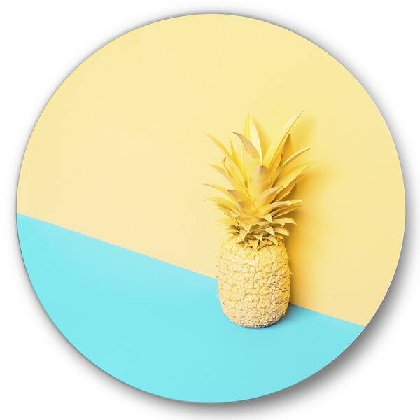 Designart 'Pink And Blue Pinapple' Modern & Contemporary Metal Circle ...